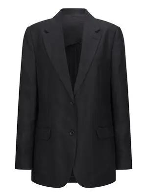 TRIONA Neasa Irish Linen Oversized Blazer - Black