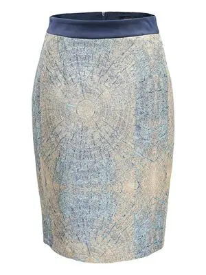 SMART AND JOY Bi-material Brocade Short Skirt - Blue