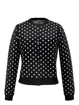 SMART AND JOY Polka Dots Knitted Cardigan - Black