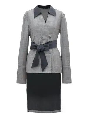 SMART AND JOY Long Double Breasted Tailor Shirt - Grey