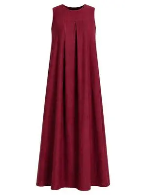 NIKKA PLACE Linen Maxi Gathe Maternity Dress In Burgundy - Red