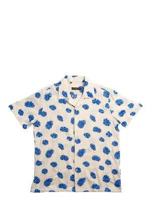 EIGHT X Sora Artisan Short Sleeve Button Up Shirt - Blue
