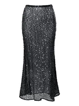 AGGI BY HALEWSKI Eliza Sparkle Midi Sequin Slip Skirt - Black
