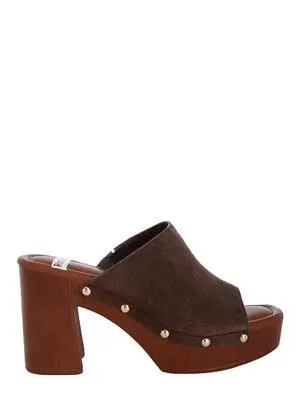 RAG & CO Masaki Soft Suede Leather Wooden Clogs - Brown