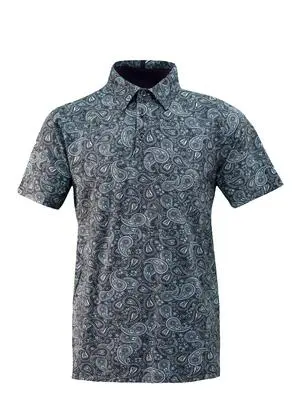 LORDS OF HARLECH Pietro Tribune Paisley Polo Shirt - Grey