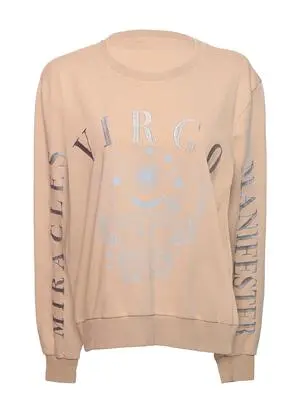 MIRACLES MANIFESTER Neutrals Oversized Embroidered Virgo Sign Sweatshirt - Beige/brown
