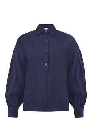 LULA-RU Ida Cotton Shirt Navy - Blue