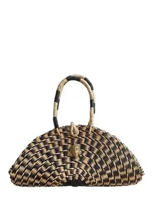 SOKONA Neutrals / Akua — Mosaic Weave Handwoven Bag - Blue