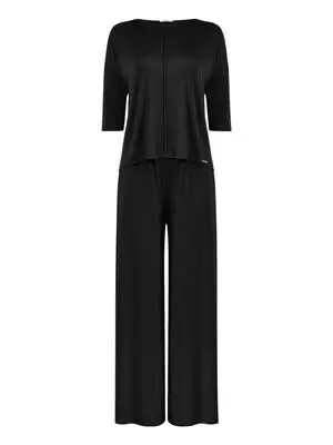 OH!ZUZA NIGHT&DAY Jackie Loungewear Pyjama Set With Wide-leg Trousers - Black