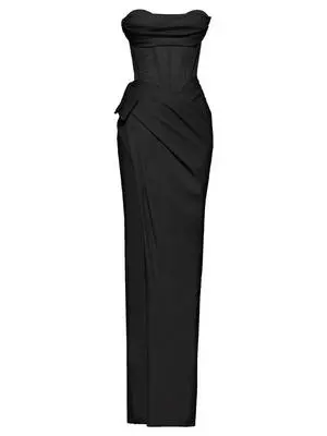 ANGELIKA JOZEFCZYK Corset Gown – Palermo High-slit Strapless Evening Dress, Wedding Guest - Black