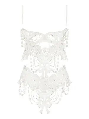 BELLE ET BON BON Limited Edition Sparkling Crystal Ivory Bisoux Bridal French Body Add Your Bra Checkout - Silver