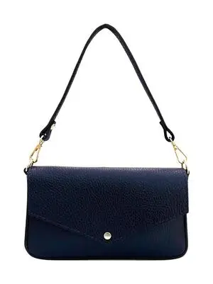 APATCHY LONDON The Munro Navy Leather Shoulder Bag - Blue