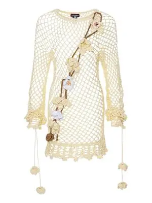 ANDREEVA Andreeva Handmade Crochet Dress With Floral Embellishments