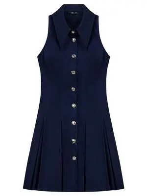 NOCTURNE Sleeveless Shirt Collar Mini Dress - Blue