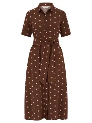 SUGARHILL BRIGHTON Celeste Midi Shirt Dress Pink Polka - Brown