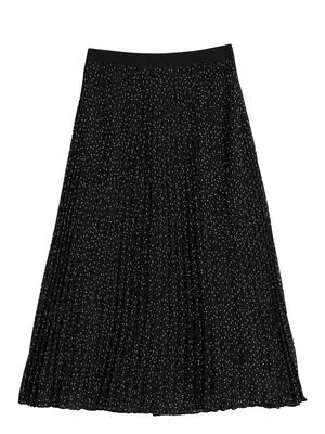 LOUCHE Riley Raindrop Pleated Midi Skirt - Black