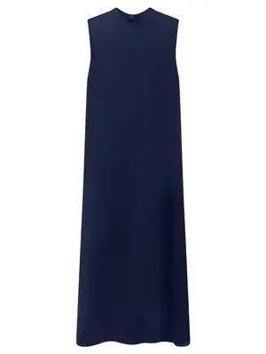 ROCH PEREL Navy Satin Turtleneck Dress - Blue