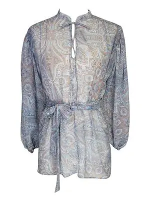 JENNAFER GRACE Clara Bishop Sleeve Blouse In Paisley Dawn - Blue