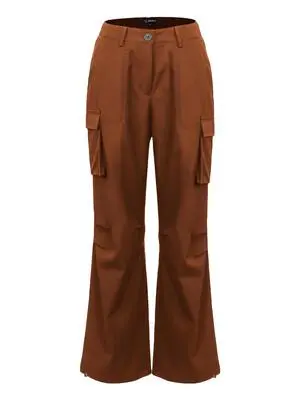 SMART AND JOY Drawstring Ankle Cargo Pants - Brown
