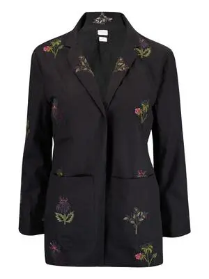 EM & SHI Embroidered Forest Blazer - Black