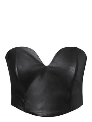 AGGI BY HALEWSKI Lara Vegan Leather Corset - Black
