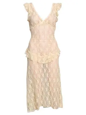 LOVE AND NOSTALGIA Summer Love Lace Midi Dress Lemon - Yellow