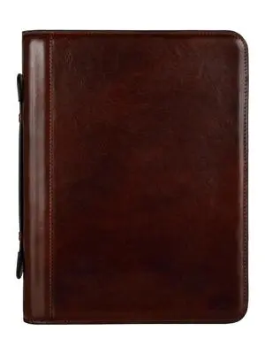 TIME RESISTANCE Full-grain Leather Portfolio With Binder - Brown