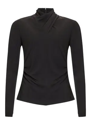 EXQUISE Paola Regular Drape Neck Blouse - Black