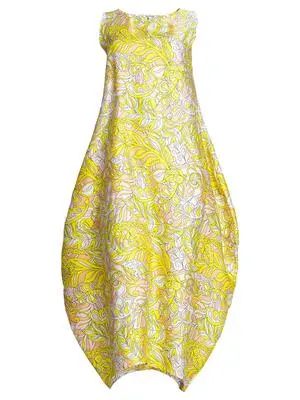 BIANCA POPP Semiballoon Dress In Pink Floral Print - Yellow