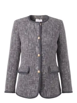 FRANCHETTI BOND Mirabella Navy Weave Long-line Jacket - Blue