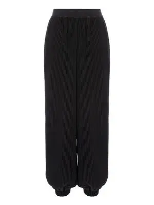 SILVIA SERBAN Pleated Voile Harem Trousers - Black