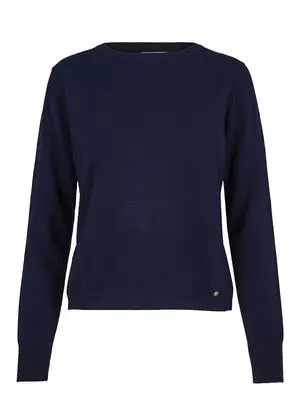TIRILLM Sasha Basic Cashmere Pullover With Round Neck, Navy - Blue