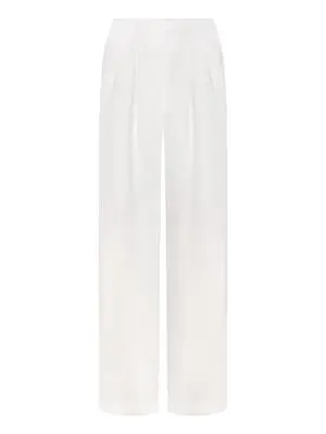 MANDRAGORA Neutrals / Ecru Linen And Viscose High-waisted Pants With Flowing, Wide Legs -ora - White