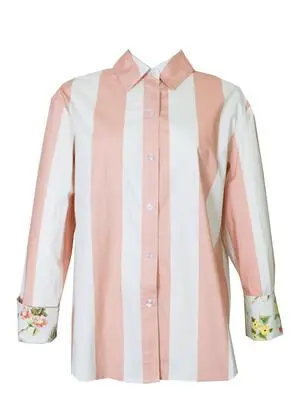 FLORA BY ALEXANDRIA Lydia Stripe Button Down In Rose - Pink