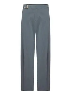 PCFG Cotton Blend Striped Woven Pant With Belt - Grey