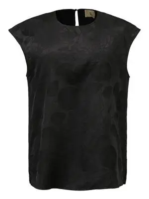 SMART AND JOY Cupro Round Neck Sleveless Top - Black