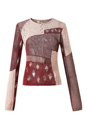 FULLY FASHIONING Brown / Red Razel Pullover - Brown/red