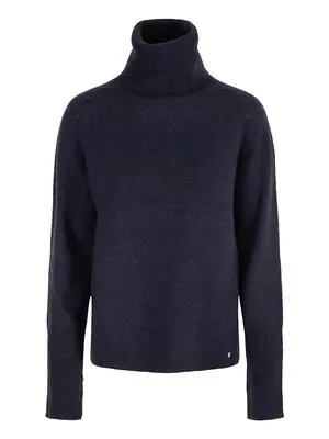 TIRILLM Cosy" Chunky Turtle Neck Pullover- Navy Melange - Blue