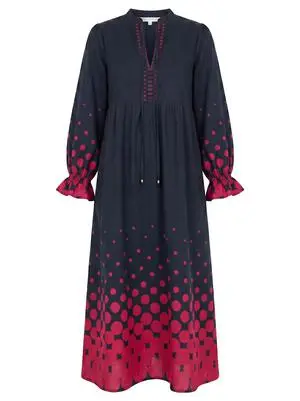 Adrift Clothing Tanya Gathered Dress In Ombre Orbit - Blue