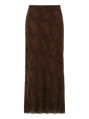 Carmen Says Balance Fringe Maxi Skirt - Brown