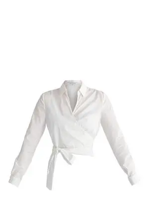 PAISIE Side Tie Wrap Blouse - White