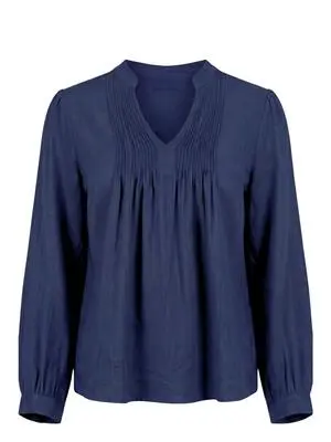 FRANCHETTI BOND Lola Timeless Navy Linen Mix Shirt - Blue