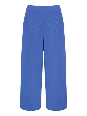 CARA & THE SKY Martha Wide Leg Co Ord Knitted Trousers - Blue