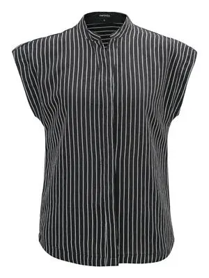 SMART AND JOY Bi-material Striped Shirt - Black