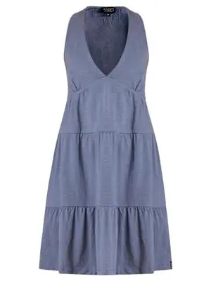 KNOWN SUPPLY Tiered V-neck Dress Evelyn Indigo - Blue