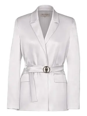 ANSE VICTORIN Claire Silk Cotton Blazer Pearl - Grey
