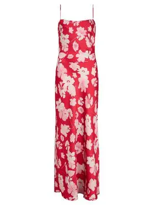 LILY AND LIONEL Roxy Spaghetti Strap Savannah Print Maxi Dress - Red