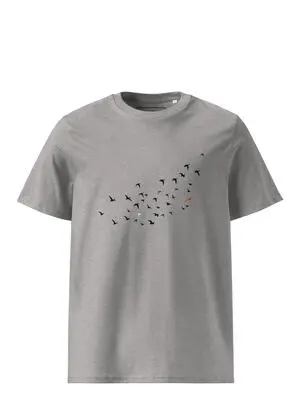 ANCHOR & CREW Organic Cotton T-shirt With Bird Motif - Grey