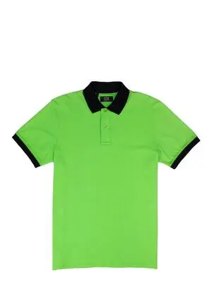 EIGHT X Polo With Double Sided Navy & Fuchsia Paisley Print Collar - Green