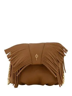 OTRERA Mini Fringe Leather Crossbody Bag - Tan Brown